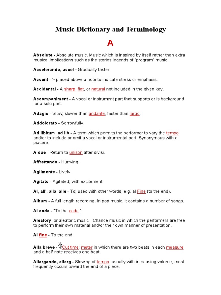 Terminology Music PDF | PDF | Chord (Music) | Interval (Music)
