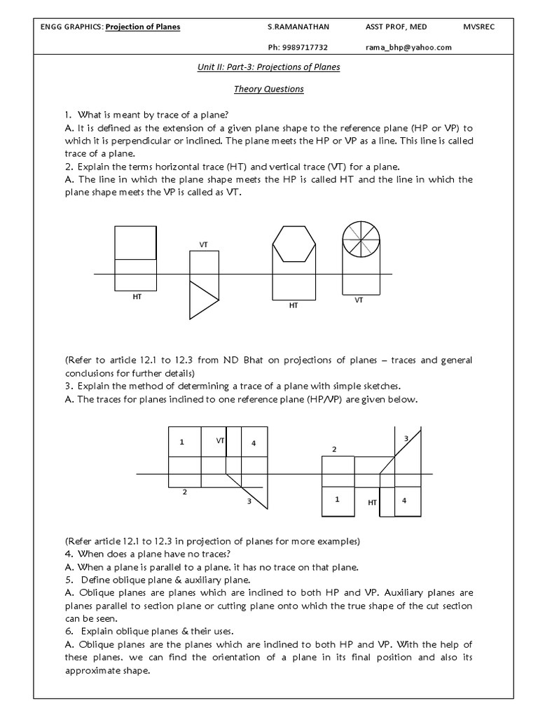 Projection of Planes Question Bank and Solutions | PDF | Plane ...
