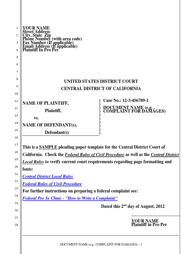 Local Rules To Verify Current Court Requirements Regarding Page ...
