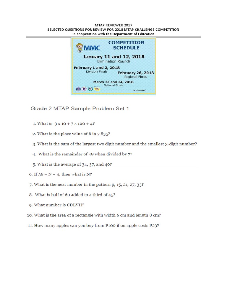 Mtap Grade 2 Final Reviewer 2018 | PDF | Business