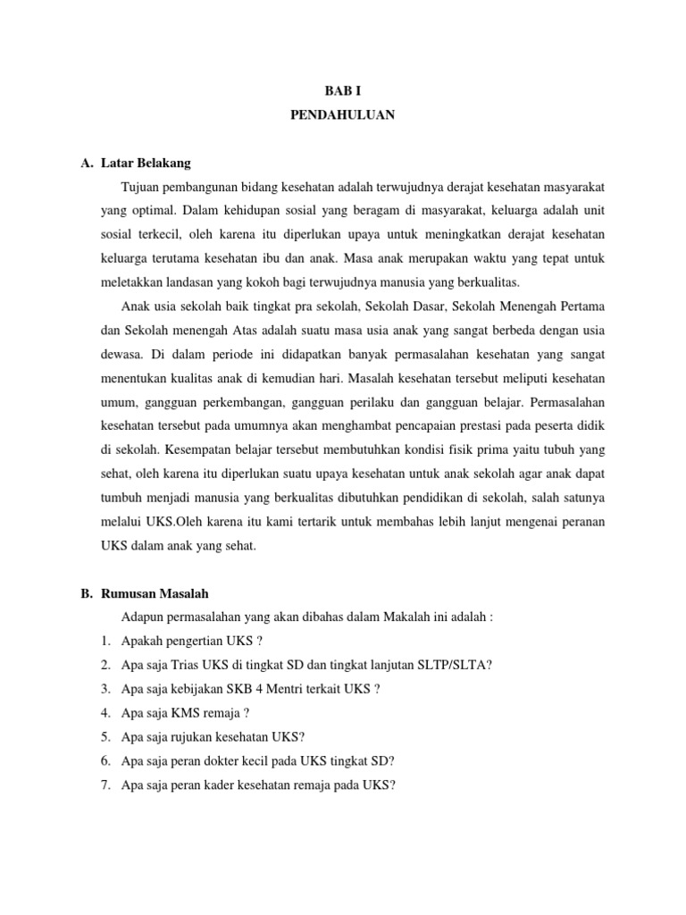 Makalah Uks | PDF