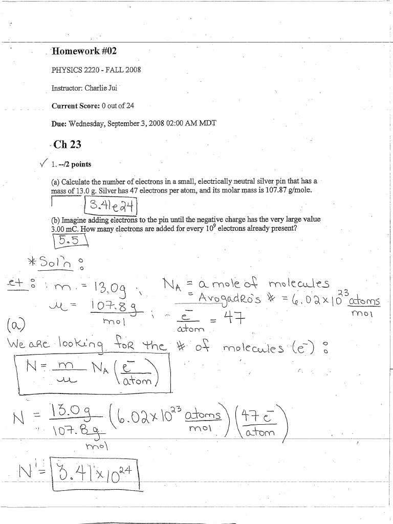 Physics 2220 Chapter 23 Solutions | PDF