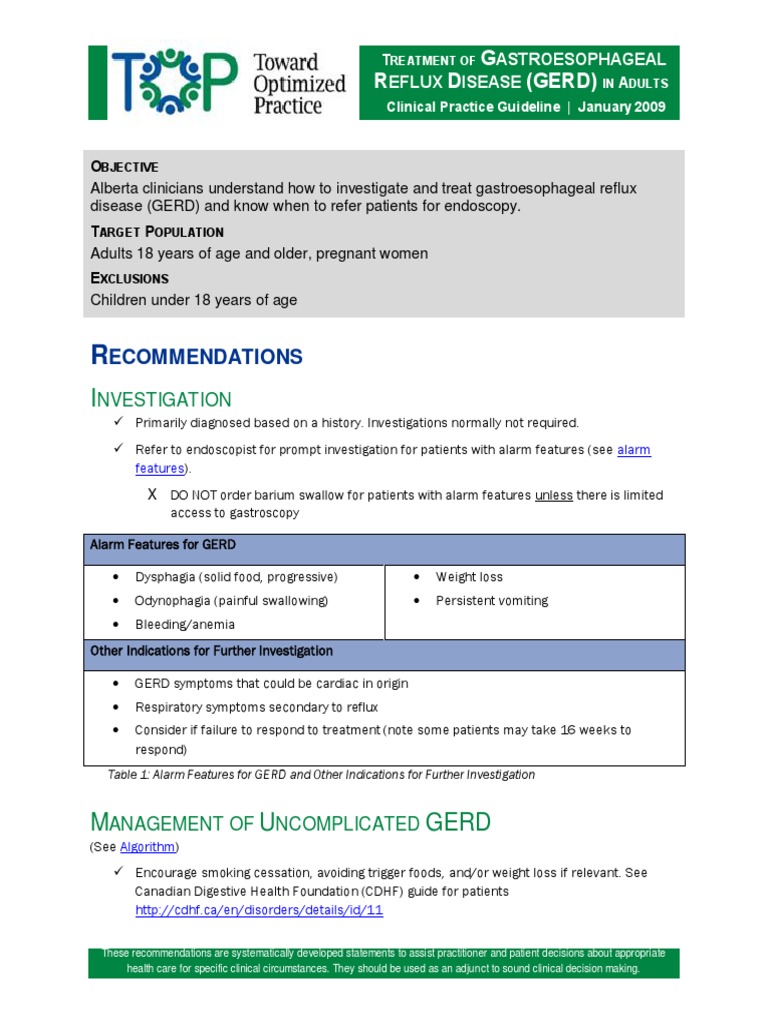 Gerd Guideline | PDF | Gastroesophageal Reflux Disease | Heartburn