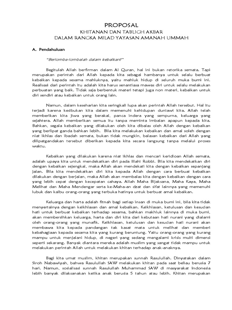 Proposal Sunatan New 2018 | PDF