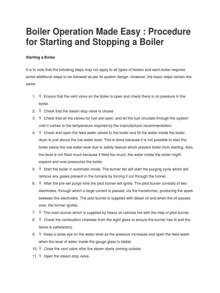 Boiler Operation Made Easy: Procedure For Starting and Stopping A ...