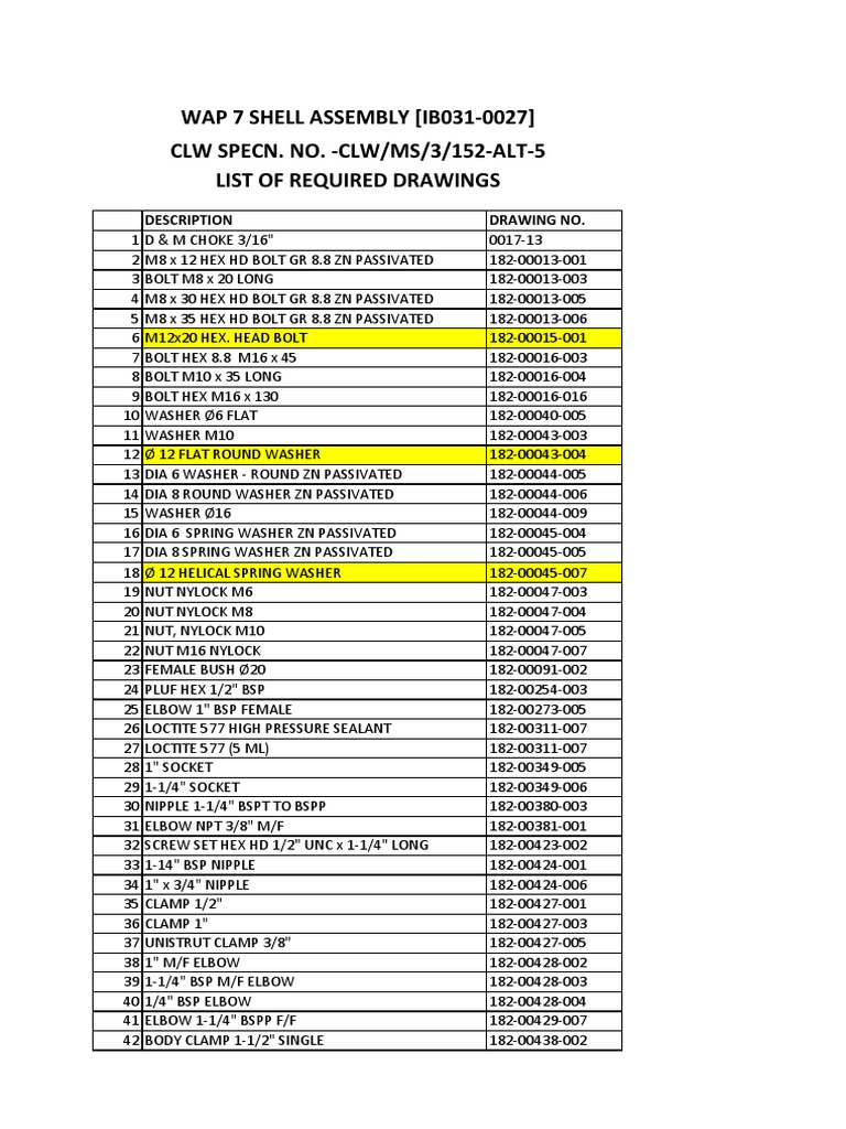 Wap-7 Drawing Drequired | PDF | Pipe (Fluid Conveyance) | Screw