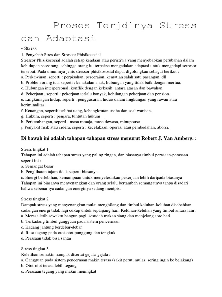Proses Terjadinya Stress Dan Adaptasi | PDF