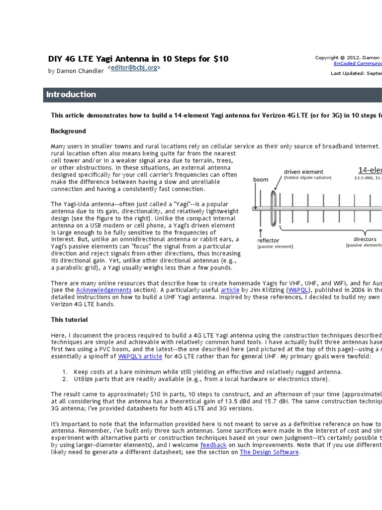 DIY 4G LTE Yagi Antenna in 10 Steps For | PDF | Antenna (Radio) | 4 G