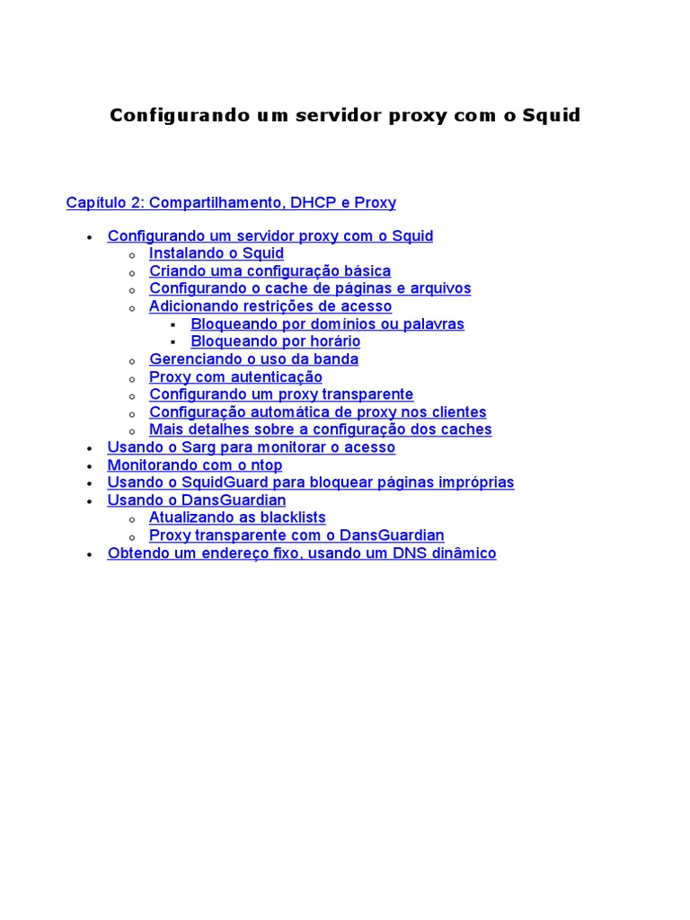 Guia Pratico Squid | PDF | Servidor Proxy | Cache (informática)