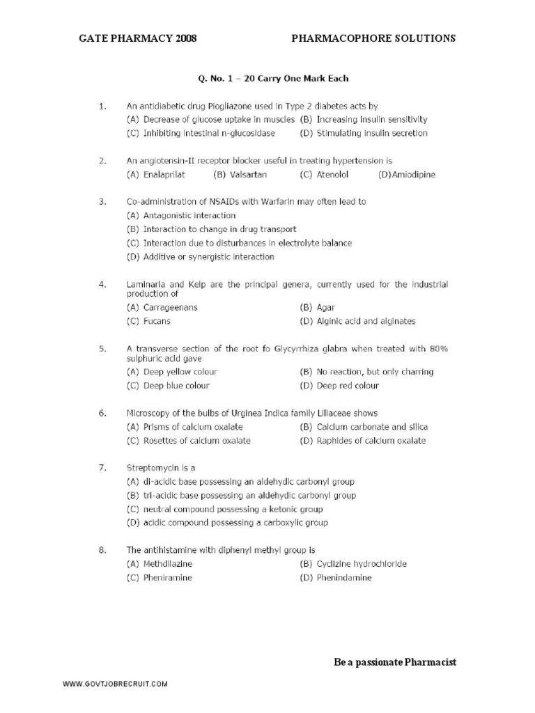 GPAT Previous Year Question Paper 2008 | PDF