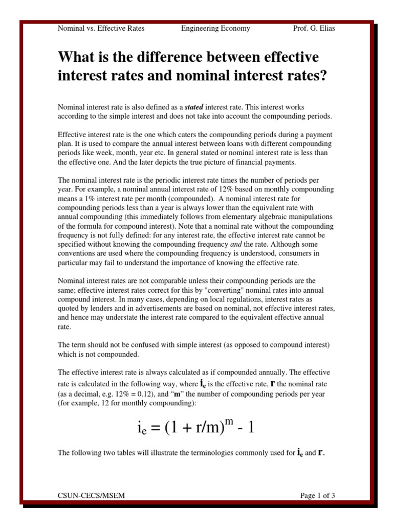 Interpreting Nominal & Effective Interest Rates | PDF | Nominal ...