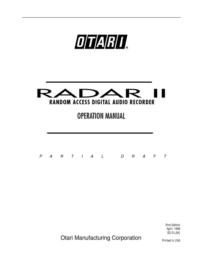 Radar II Manual | PDF | Radio | Menu