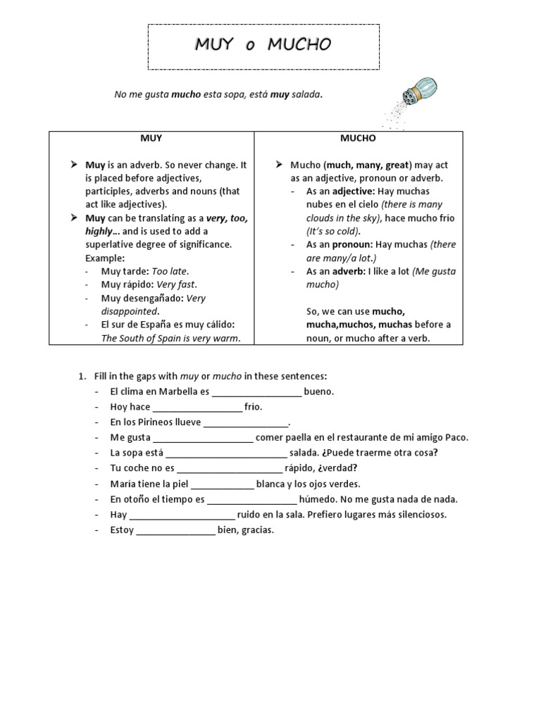 Muy Mucho Ejercicios de Gramatica 47432 | PDF