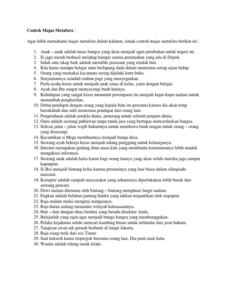 Contoh Majas Metafora | PDF
