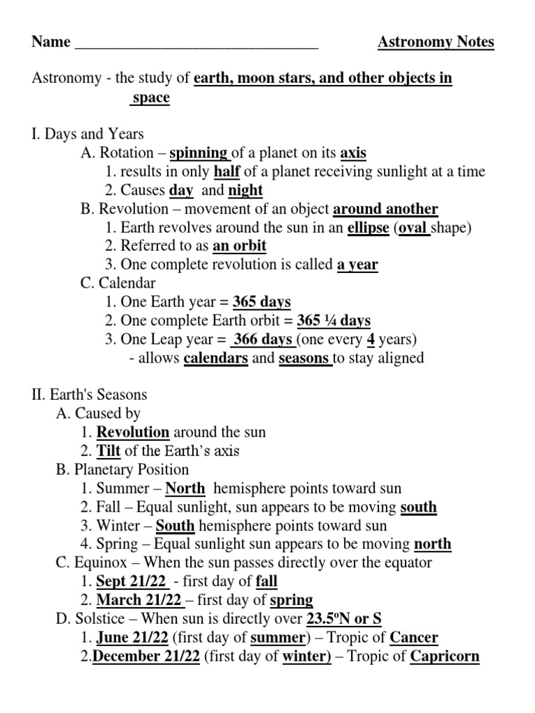 Name - Astronomy Notes | PDF | Planets | Meteoroid