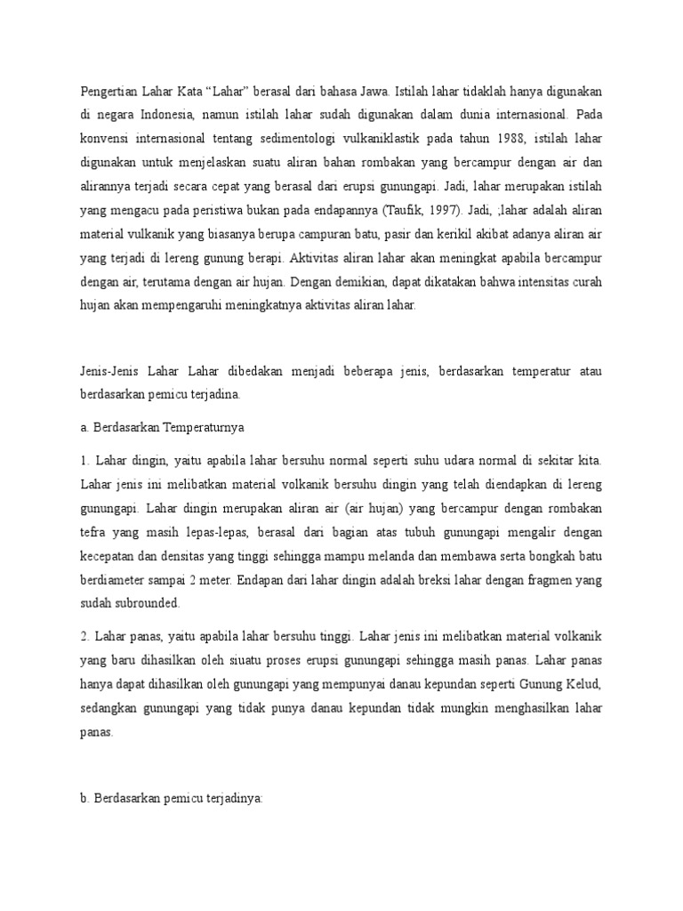 Pengertian Lahar | PDF