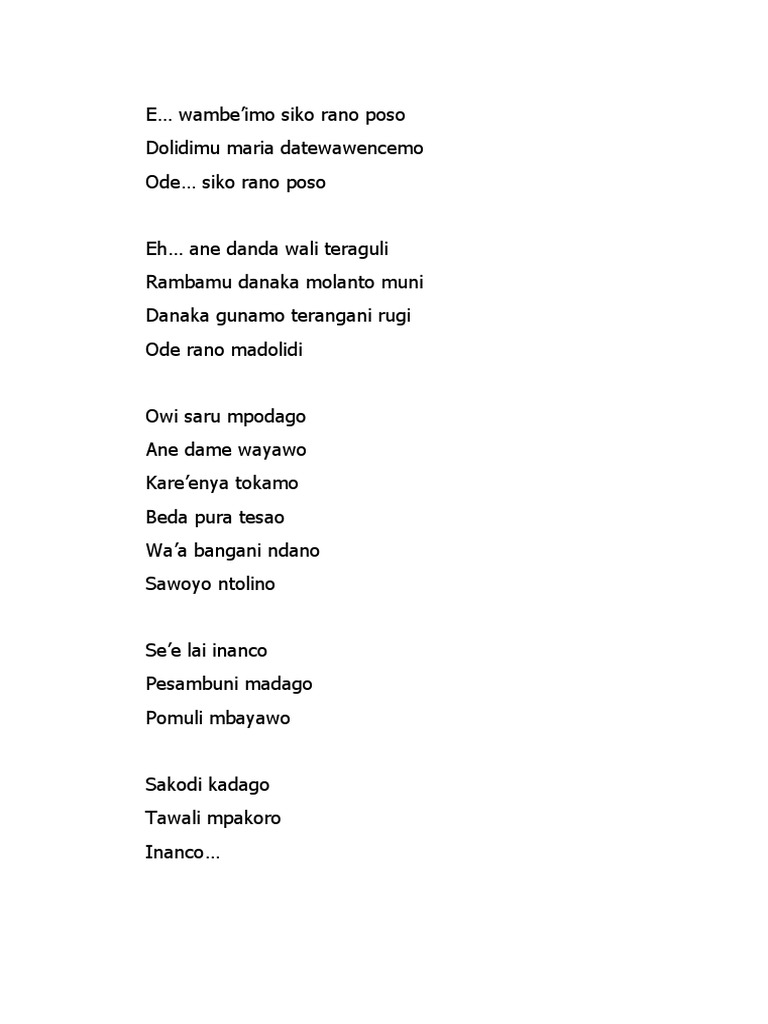 Lirik Lagu Pamona | PDF