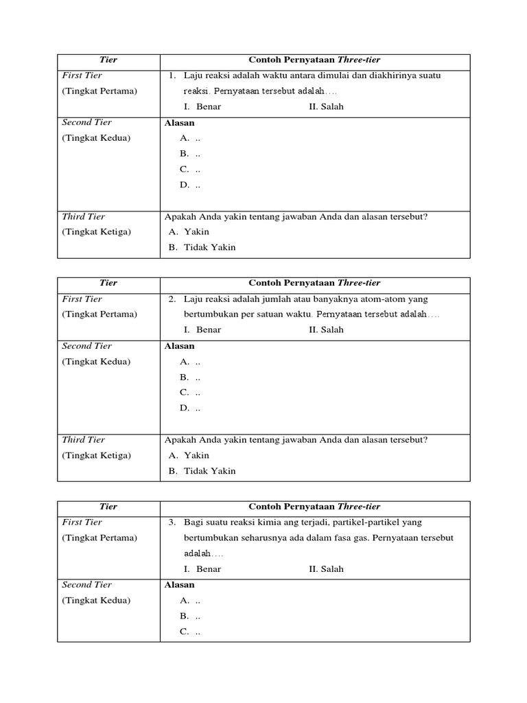 Three Tier Soal Laju Reaksi | PDF