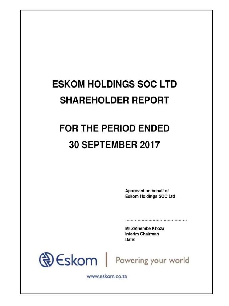 Eskom 2017 Q2 Final Draft Report To Shareholder | PDF | Business ...