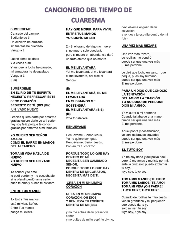 Cancionero Del Tiempo de Cuaresma | PDF | Amor | Cristo (título)