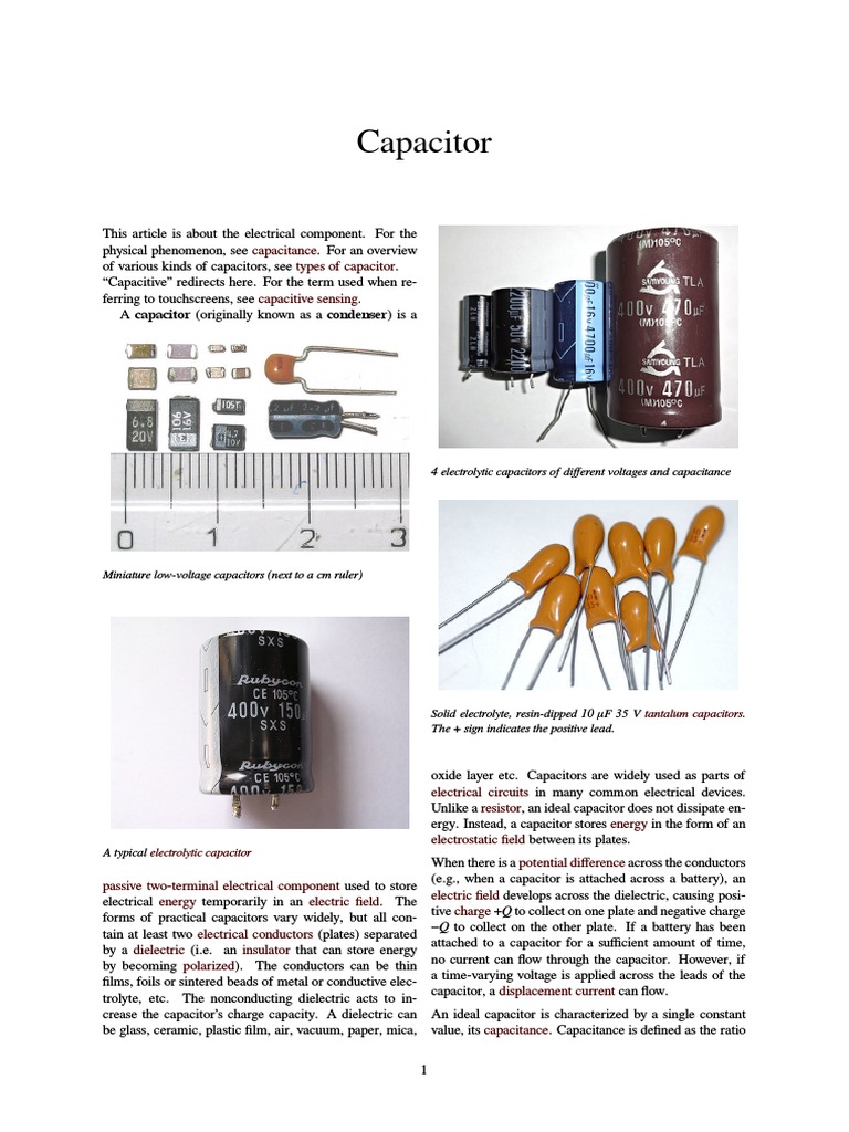 Overview of Capacitors and Their Types | PDF | Capacitor | Electrical ...