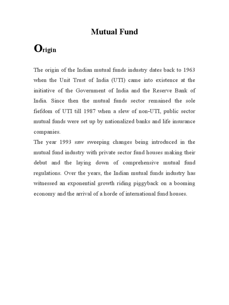 Project Report On Mutual Fund | PDF