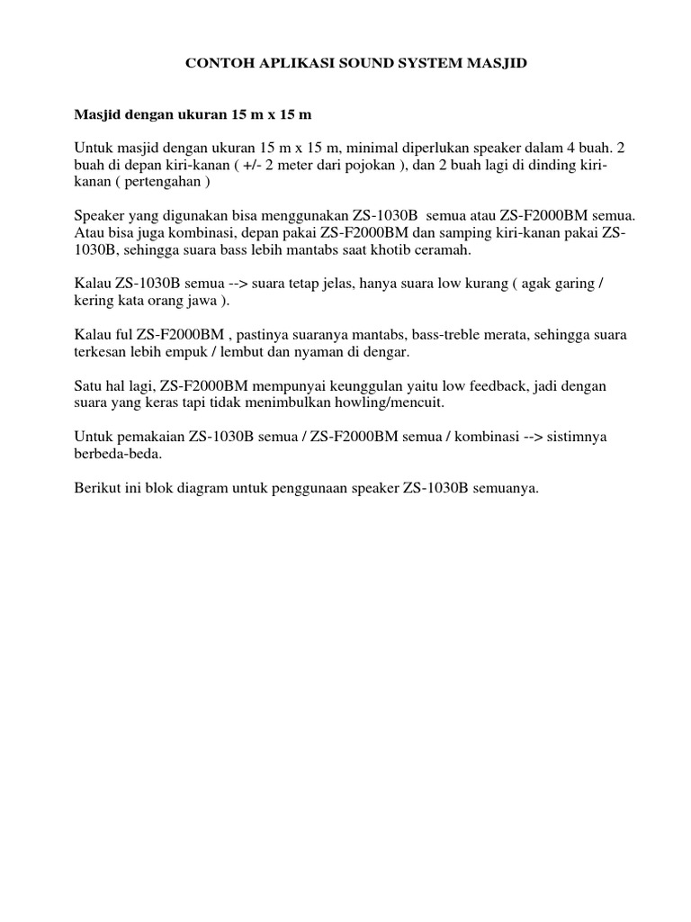 Contoh Aplikasi Sound System Masjid | PDF