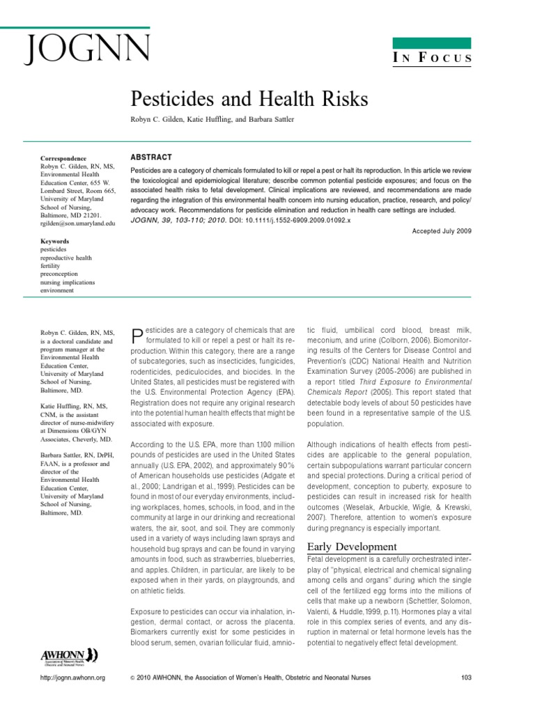 2009 Pesticides and Health Risks | PDF | Pesticide | Medicine