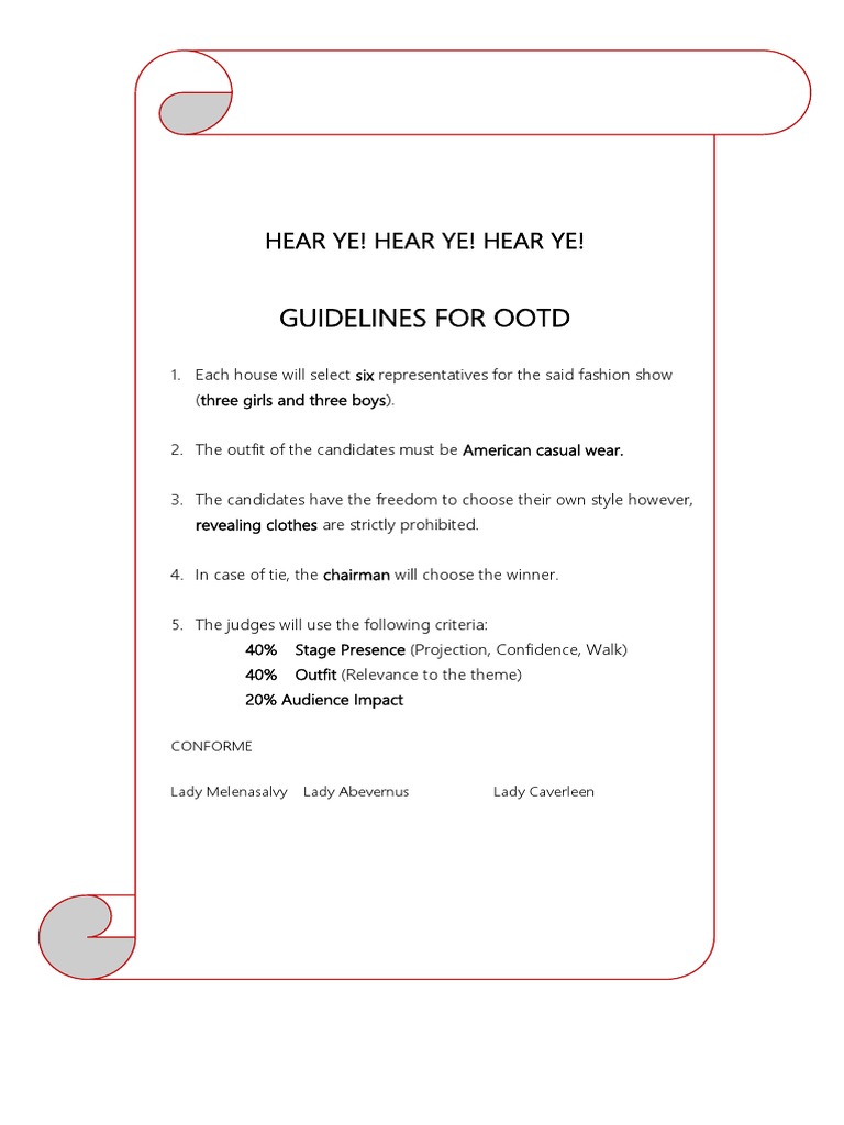 English Fest - Ootd Guidelines | PDF