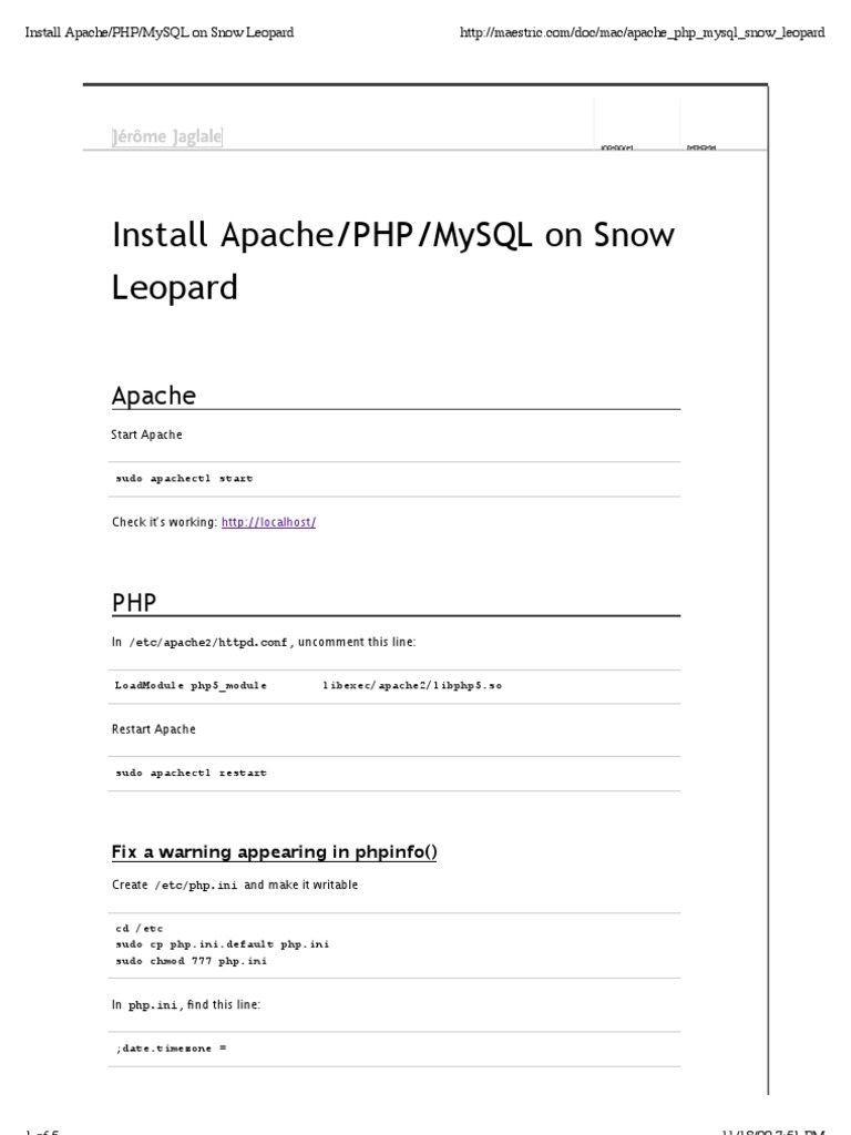 Mac Apache/PHP/MySQL Setup Guide | PDF | Mac Os | Computer Related Introductions