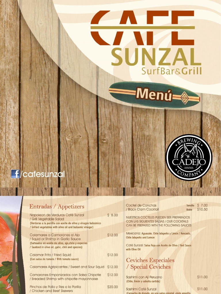 Menu Cafe Sunzal | PDF