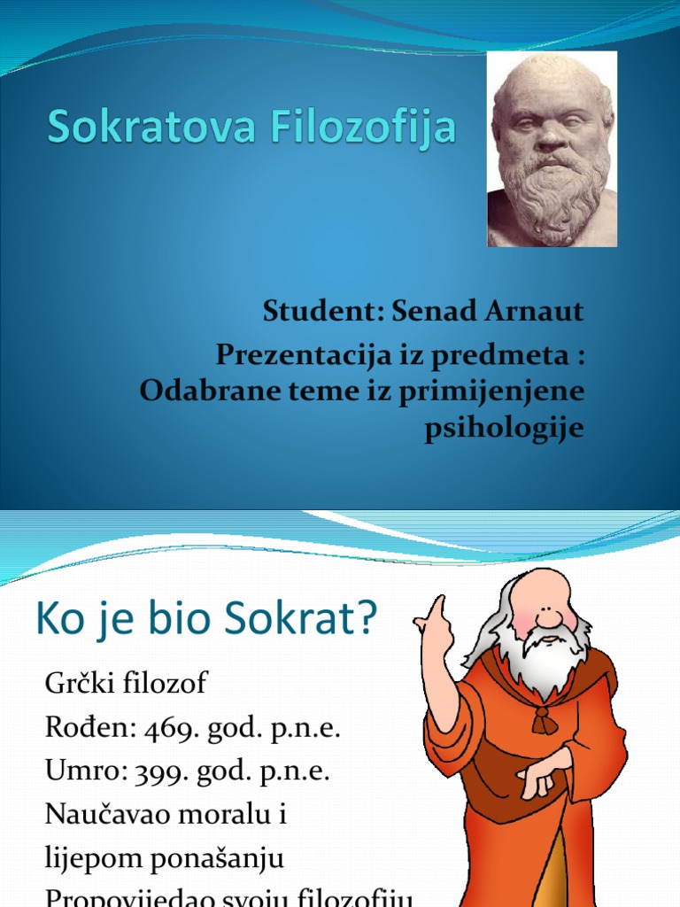 Prezentacija - Sokrat Odabrane Teme Iz Primijenjene Psihologije | PDF