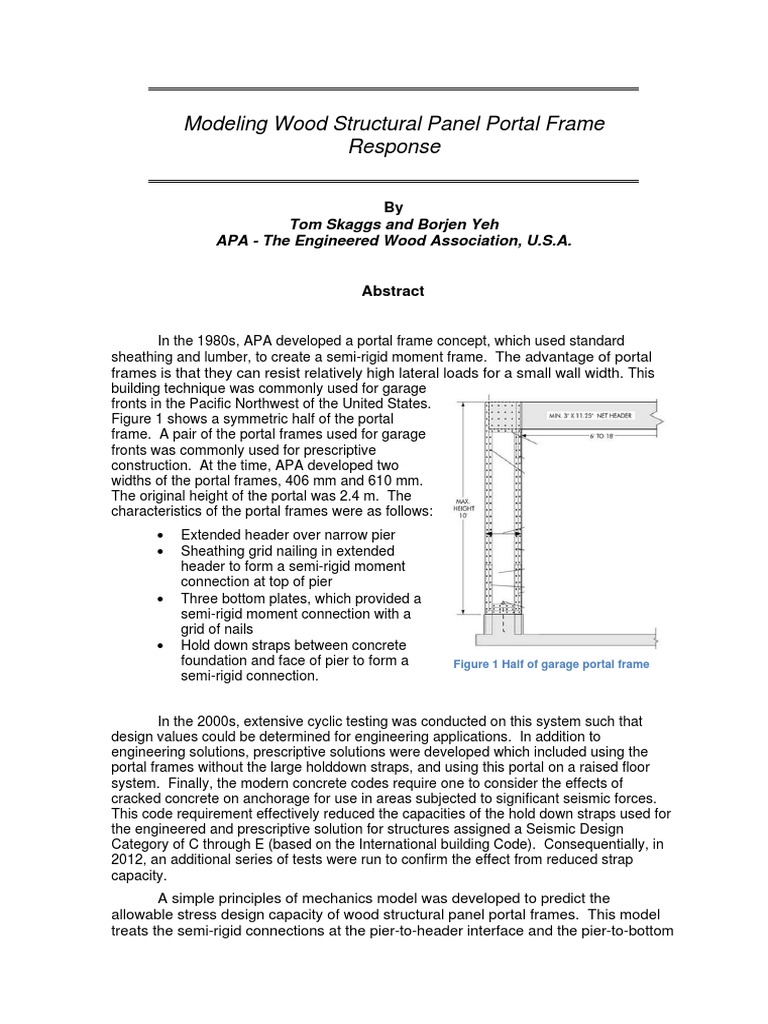 Modeling Wood Structural Panel Portal Frame Response | PDF | Framing ...