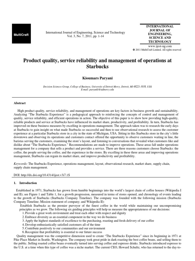 Ijest NG Vol3 No7 pp1 14 PDF | PDF | Starbucks | Coffee