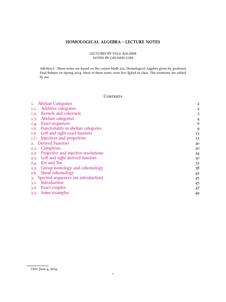 Homological Algebra Lecture Notes | PDF | Topology | Category Theory