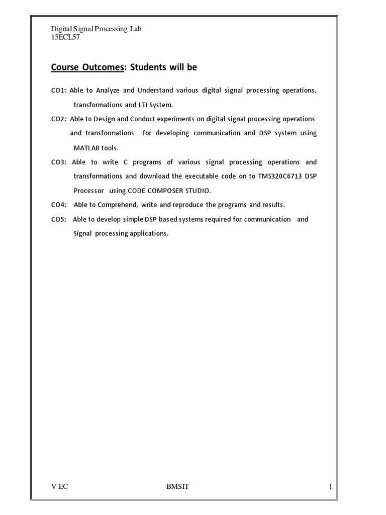 DSP Manual - 2017 VTU 2015 Cbcs Scheme | PDF | Discrete Fourier Transform | Sampling (Signal ...