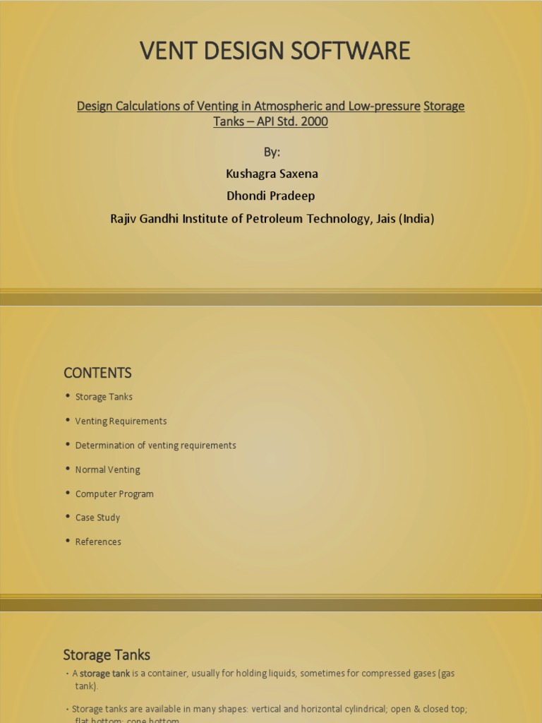 Design of Venting For Atmospheric and Low Pressure Storage Tanks | PDF ...