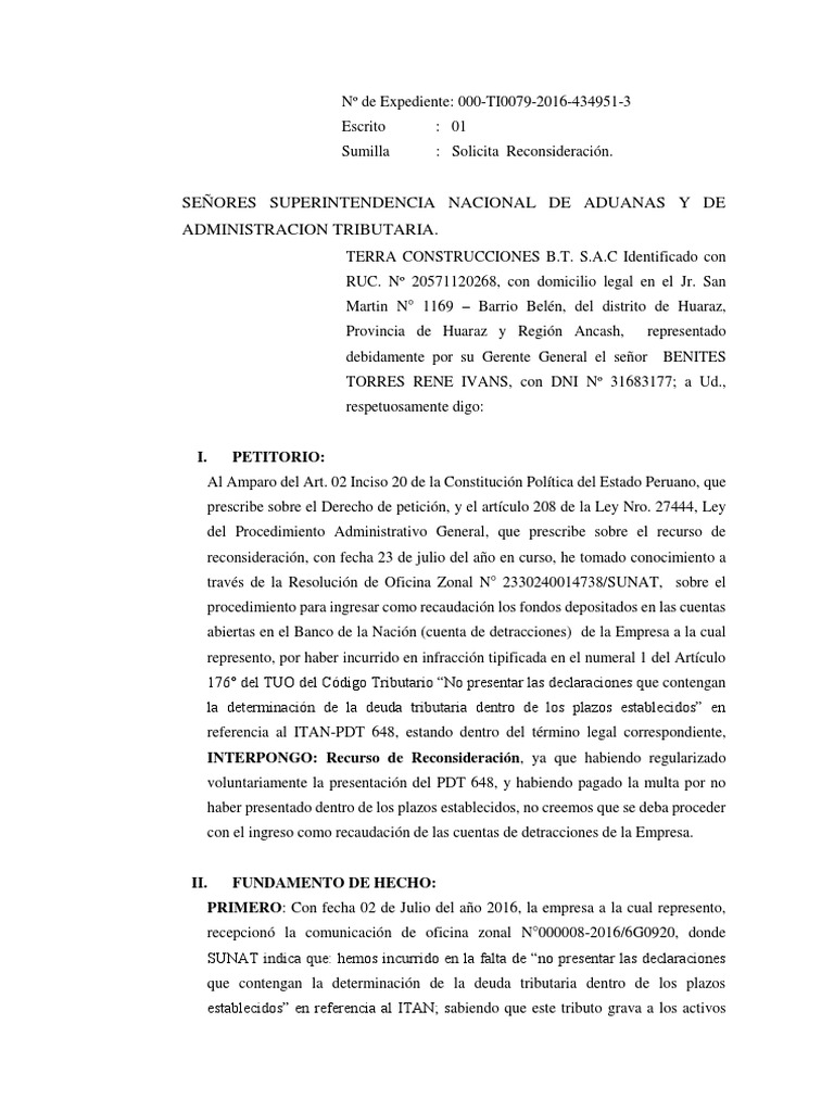 Recurso de Reconsideracion | Descargar gratis PDF | Gobierno