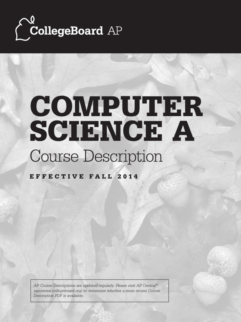 Ap Computer Science A Course Description PDF | Download Free PDF ...