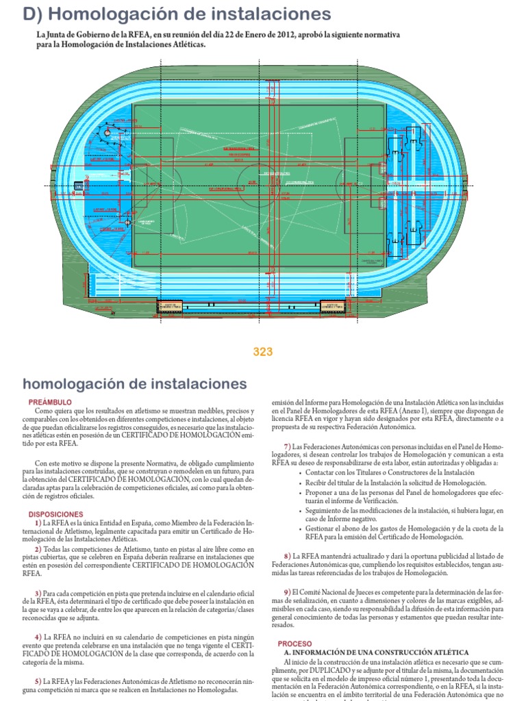 Normativa RFEA: Homologación de Instalaciones Atléticas | PDF | Deporte del atletismo | Concurso ...