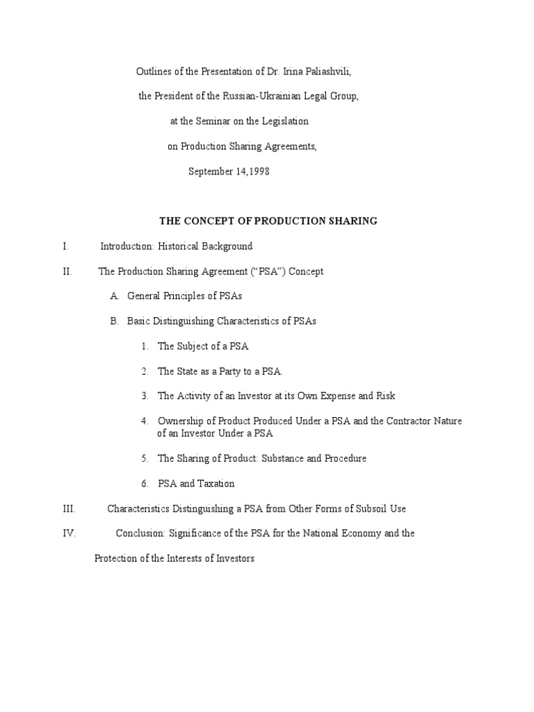 Production Sharing Agreement | PDF | Taxes | Investing