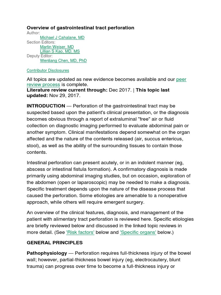 Overview of Gastrointestinal Tract Perforation | PDF | Esophagus | Stomach