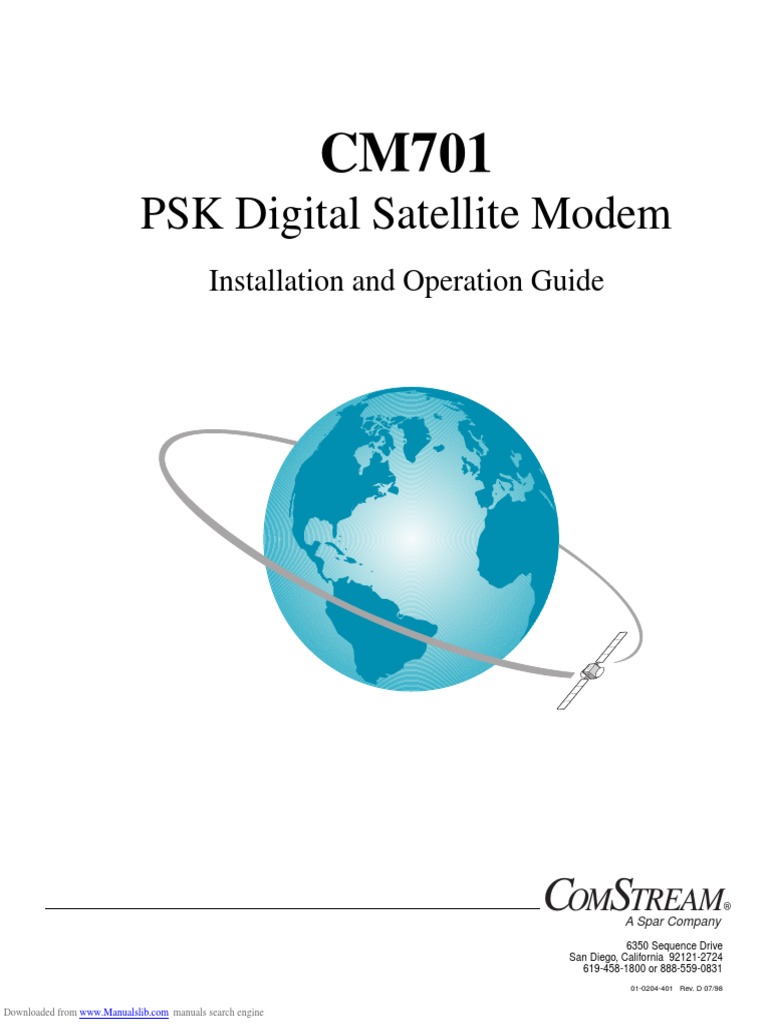 O&M Manual For Comstream CM701 Satellite Modem | PDF | Modem ...