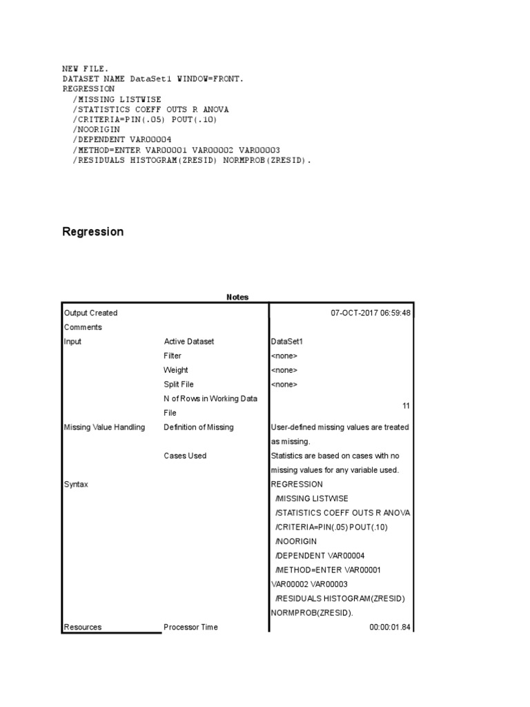 Output | PDF | Errors And Residuals | Regression Analysis