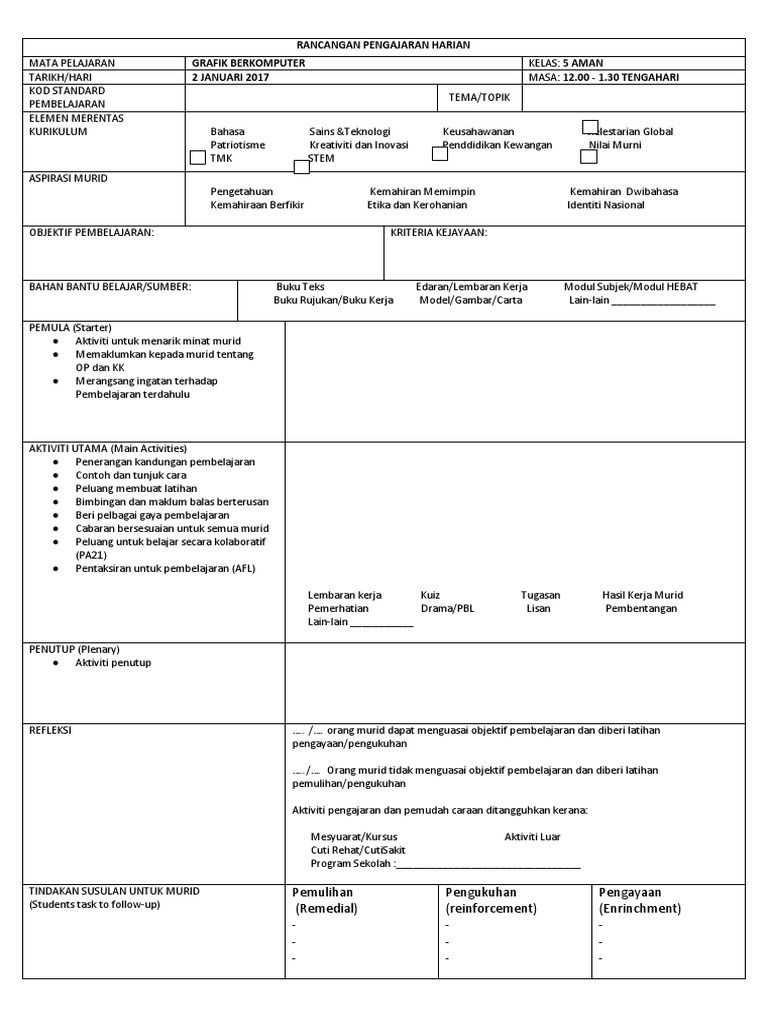 Rancangan Pengajaran Harian Ts25 | PDF