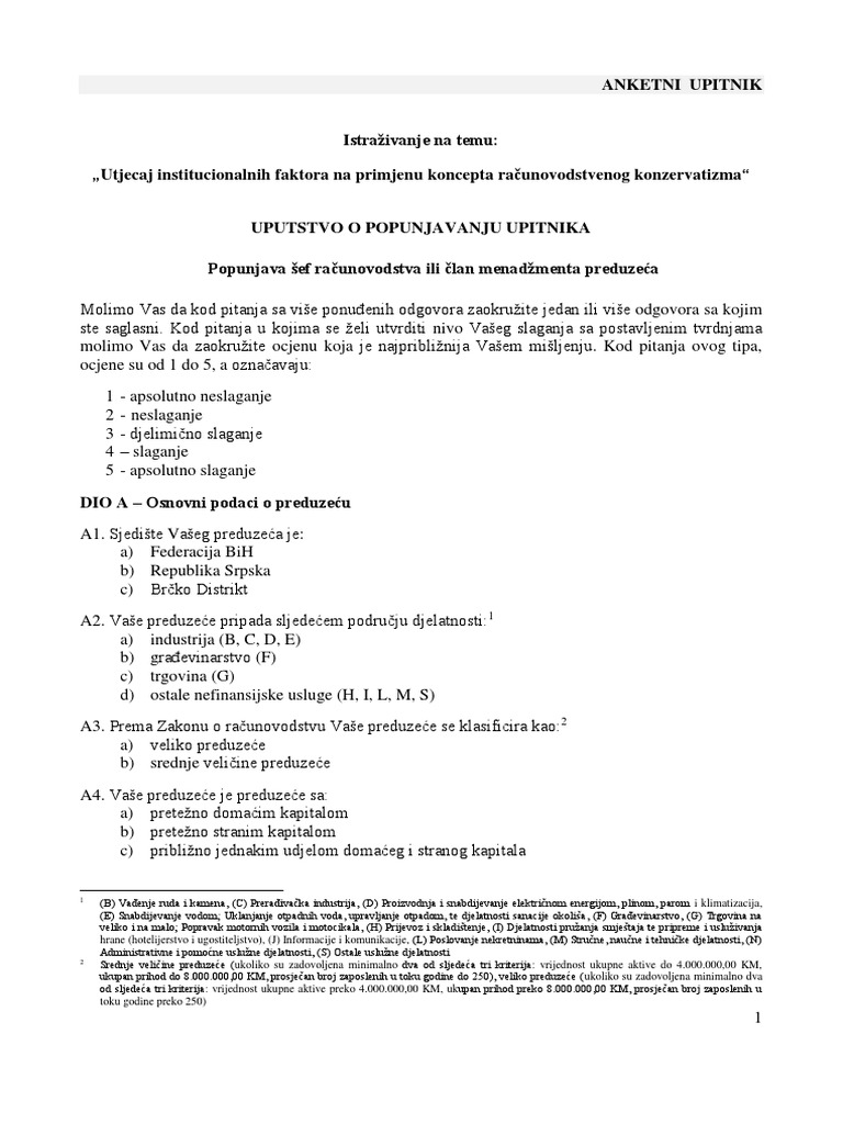 Anketni Upitnik - Konzervatizam | PDF