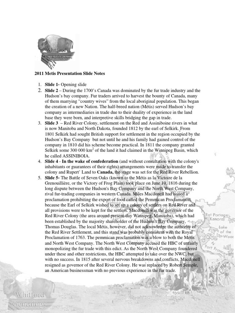 Metis Presentation - Slide Notes-1 | PDF | Canadian Folklore ...