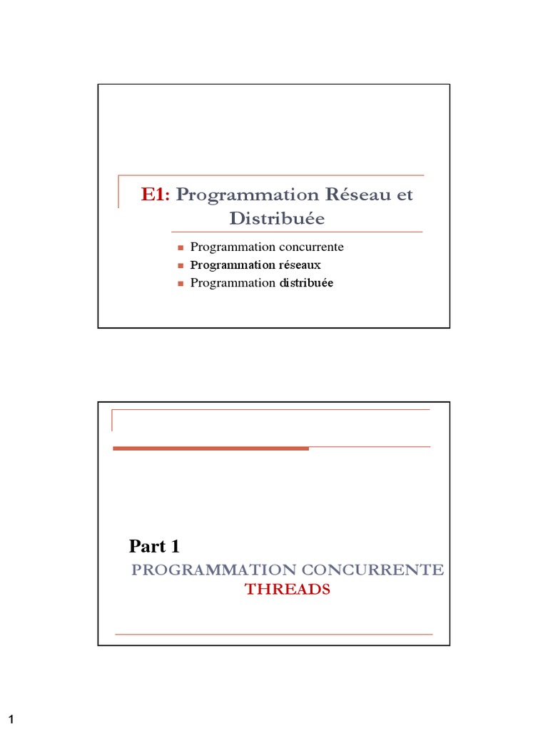 C01-Programmation Concurrente PDF | PDF | Parallélisme (informatique) | Thread (informatique)