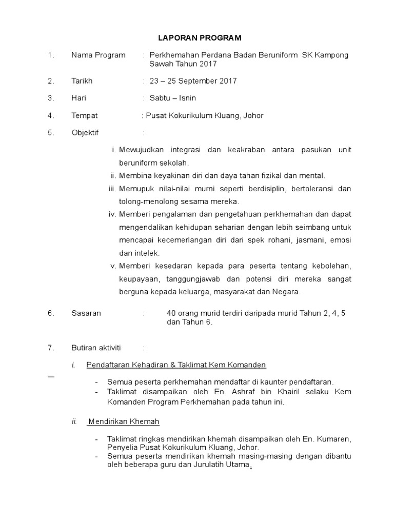 Laporan Perkhemahan | PDF