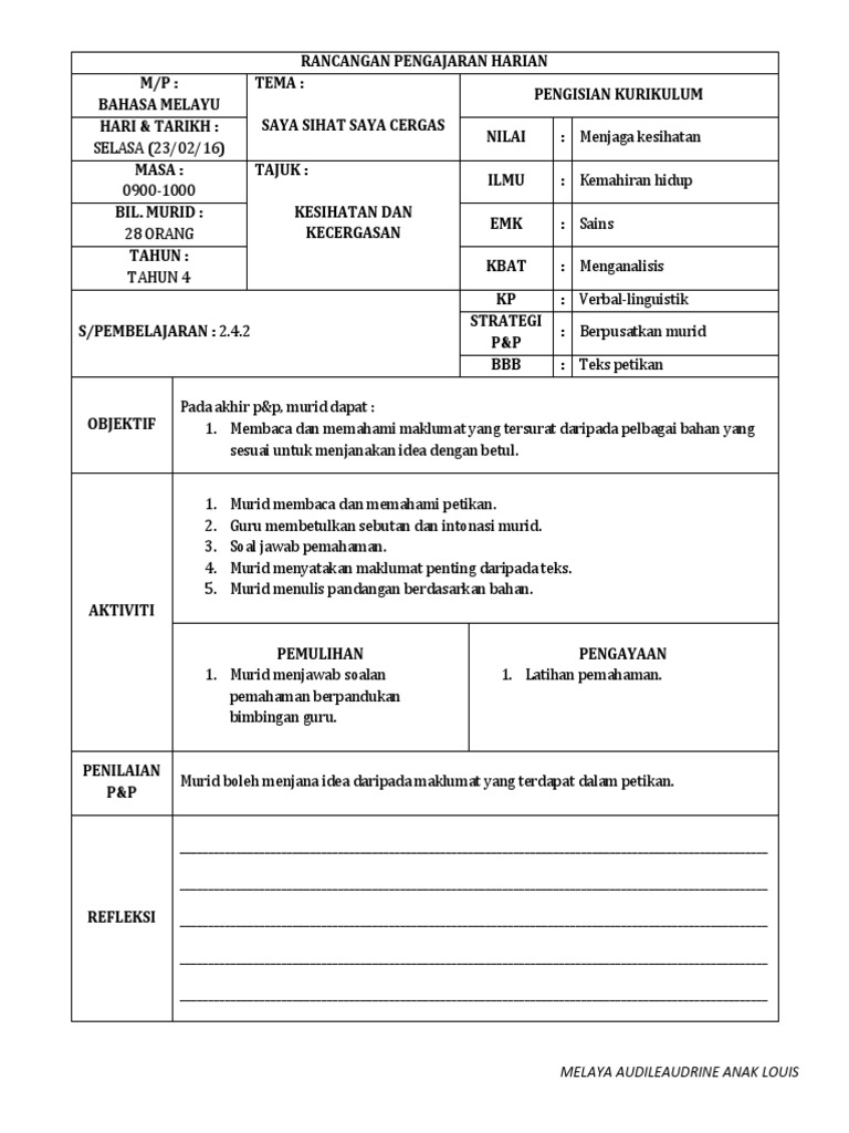 RPH BM Tema 3 (KSSR Tahun 5 SJKC) | PDF